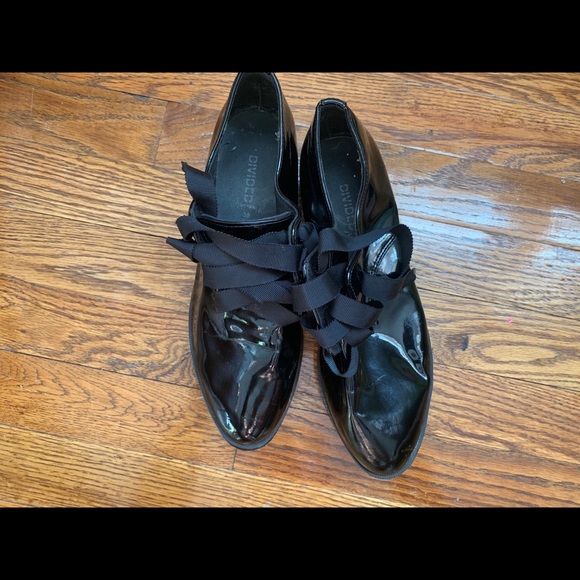 Divided | Shoes | Black Platform Faux Patent Leather Stylish Flats ...